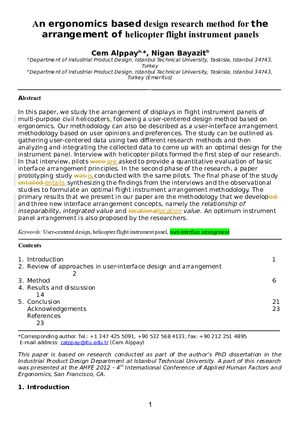 (DOC) C. Alppay, N. Bayazit (2015). An ergonomics based design research ...