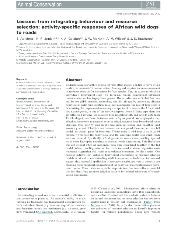 Pdf Lessons From Integrating Behaviour And Resource Selection Activity Specific Responses Of