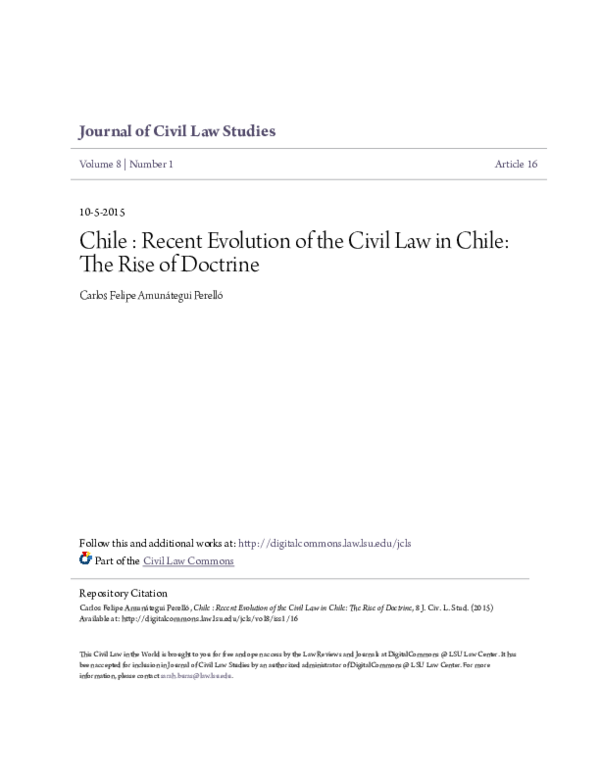 (PDF) Chile : Recent Evolution of the Civil Law in Chile: The Rise of ...