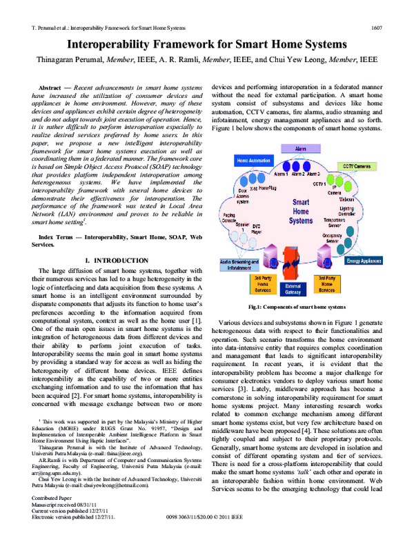 (PDF) Interoperability framework for smart home systems