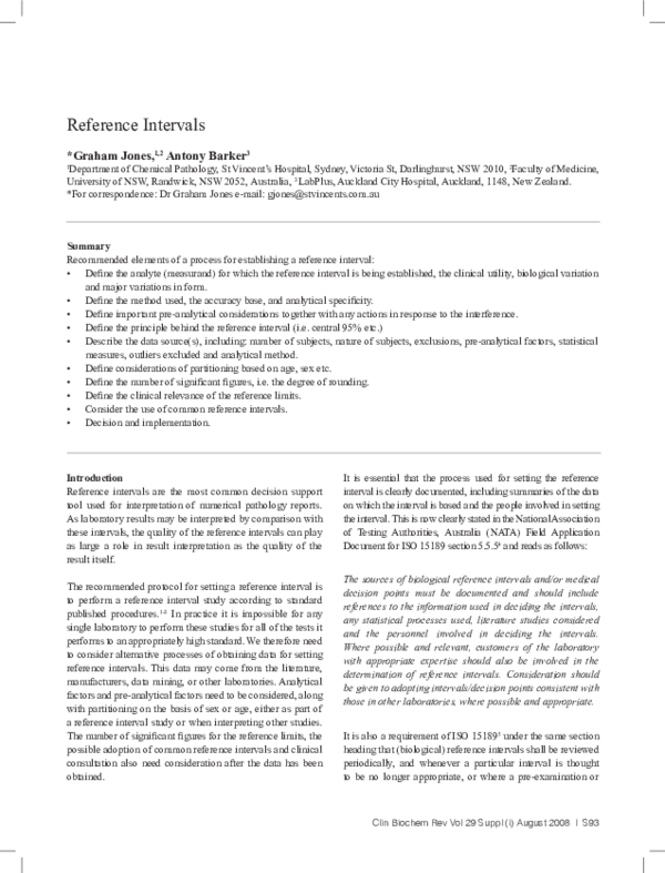 (PDF) Reference intervals