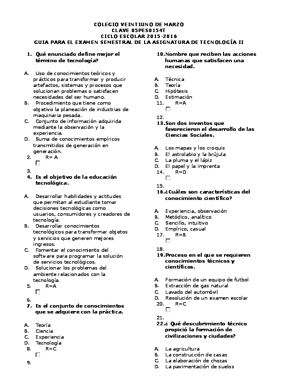 (DOC) Guia de examen de tecnologia