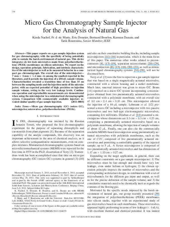 (PDF) Micro gas chromatography sample injector for the analysis of ...