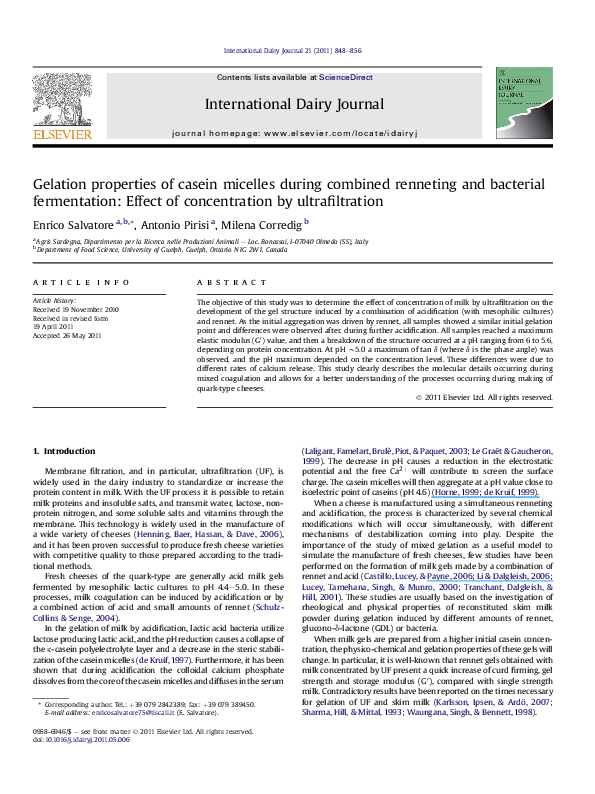 (PDF) Gelation properties of casein micelles during combined renneting ...