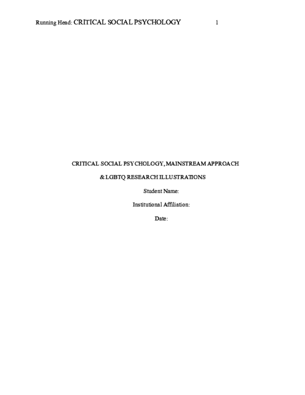 (DOC) Critical social psychology APA