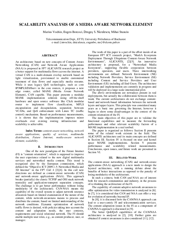 (PDF) Scalability analysis of a Media Aware Network Element
