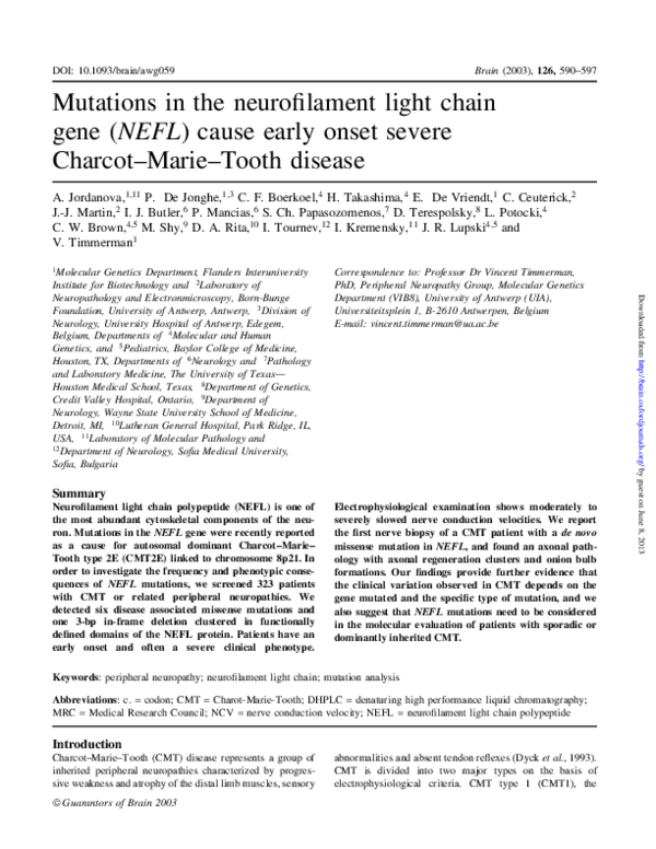(PDF) Mutations in the neurofilament light chain gene (NEFL) cause ...