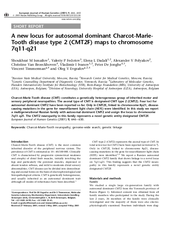 (PDF) CHCHD10 variant p.(Gly66Val) causes axonal Charcot-Marie-Tooth ...