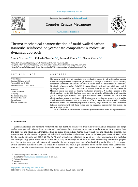 (PDF) Thermo-mechanical characterization of multi-walled carbon nanotube reinforced ...