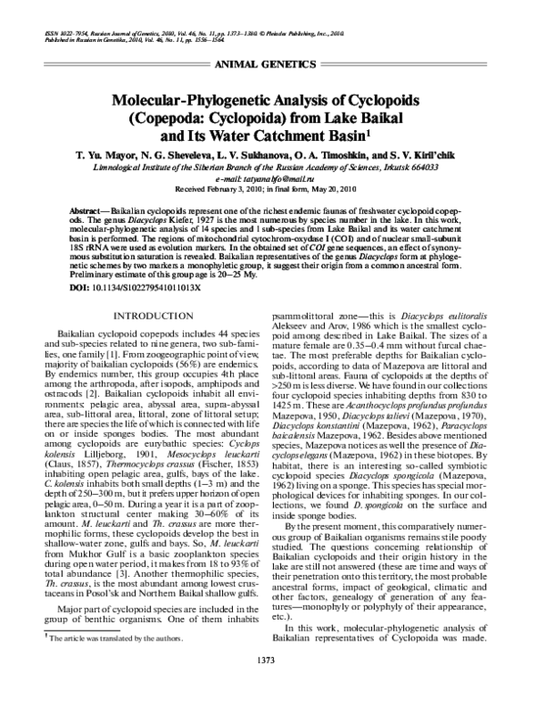 (PDF) Molecular-phylogenetic analysis of cyclopoids (Copepoda ...