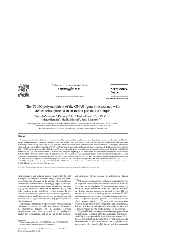 (PDF) The T393C polymorphism of the GNAS1 gene is associated with ...