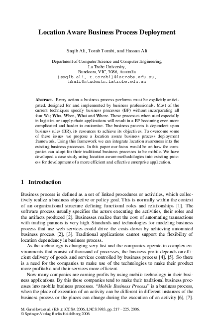 (PDF) Location Aware Business Process Deployment