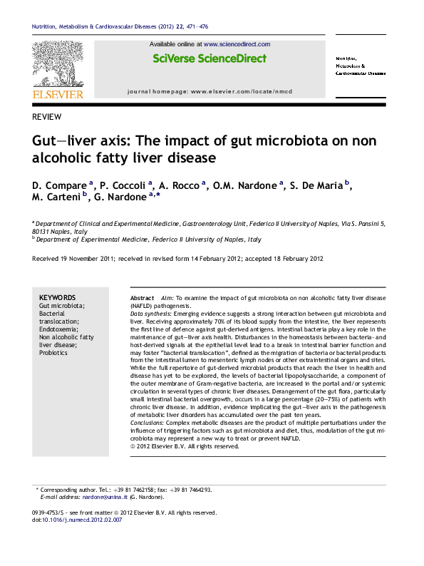 (PDF) Gut–liver axis: The impact of gut microbiota on non alcoholic fatty liver disease