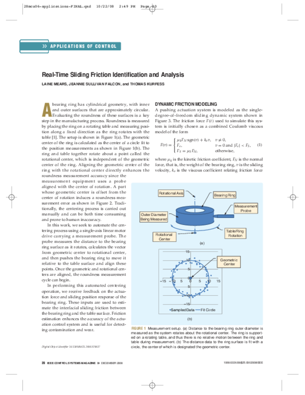 (PDF) Real-Time Sliding Friction Identification and Analysis [Applications of Control]