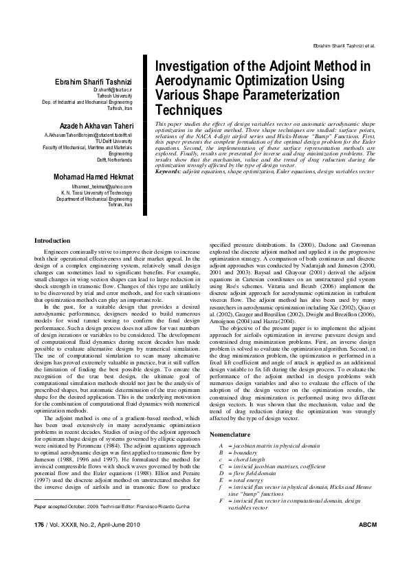 Pdf Investigation Of The Adjoint Method In Aerodynamic Optimization Using Various Shape