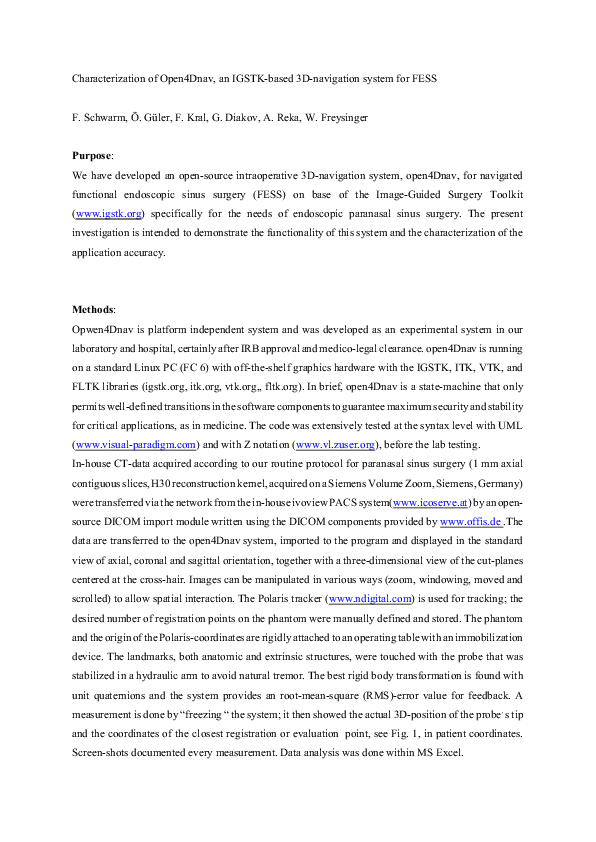 (PDF) Characterization of Open4Dnav:IGSTK-based 3D-navigated FESS