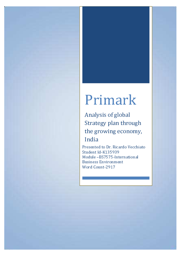 (PDF) Primark Analysis of global Strategy plan through the growing ...