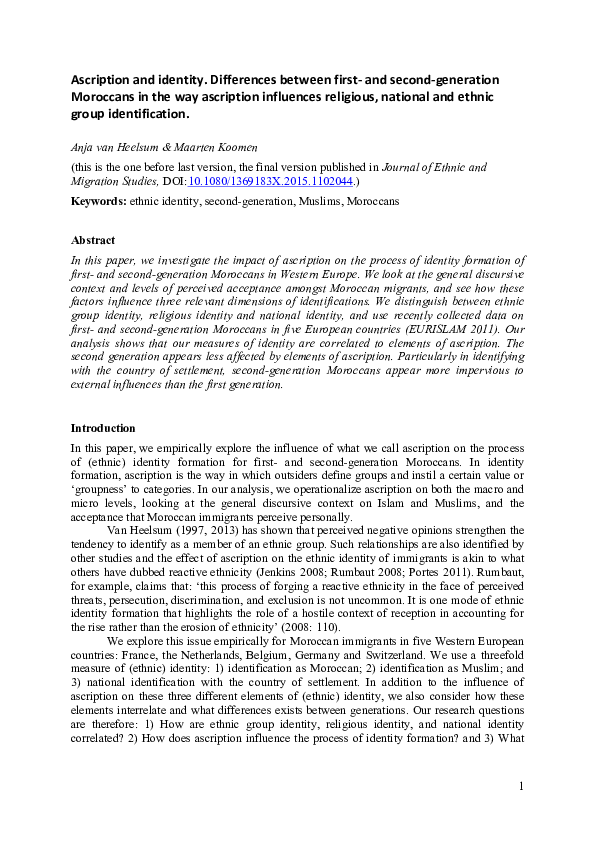 (PDF) Ascription and identity. Differences between first- and second ...
