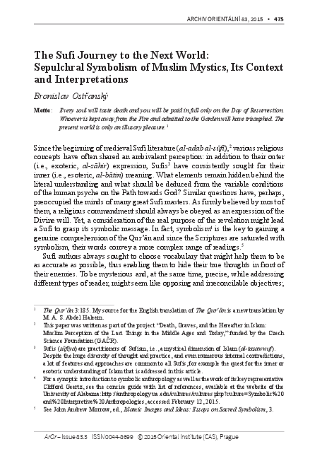 (PDF) The Sufi Journey to the Next World: Sepulchral Symbolism of ...
