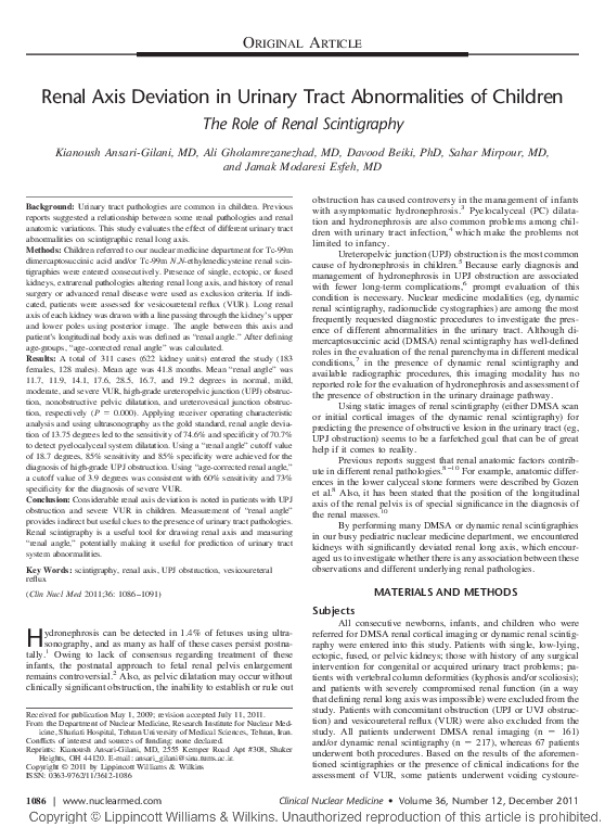 (PDF) Renal Axis Deviation in Urinary Tract Abnormalities of Children