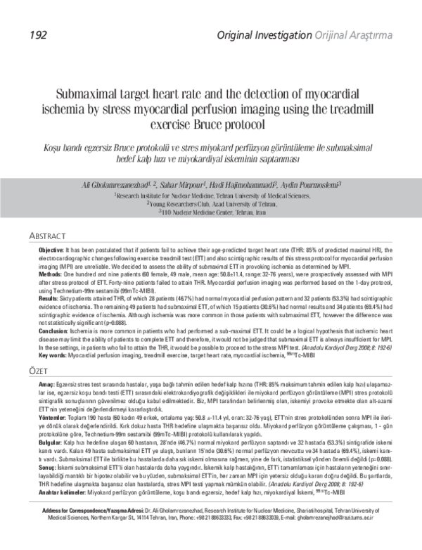 (PDF) Submaximal target heart rate and the detection of myocardial ...