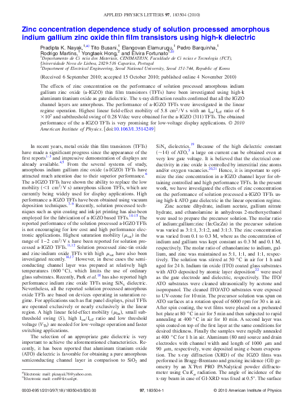 (PDF) Zinc concentration dependence study of solution processed ...
