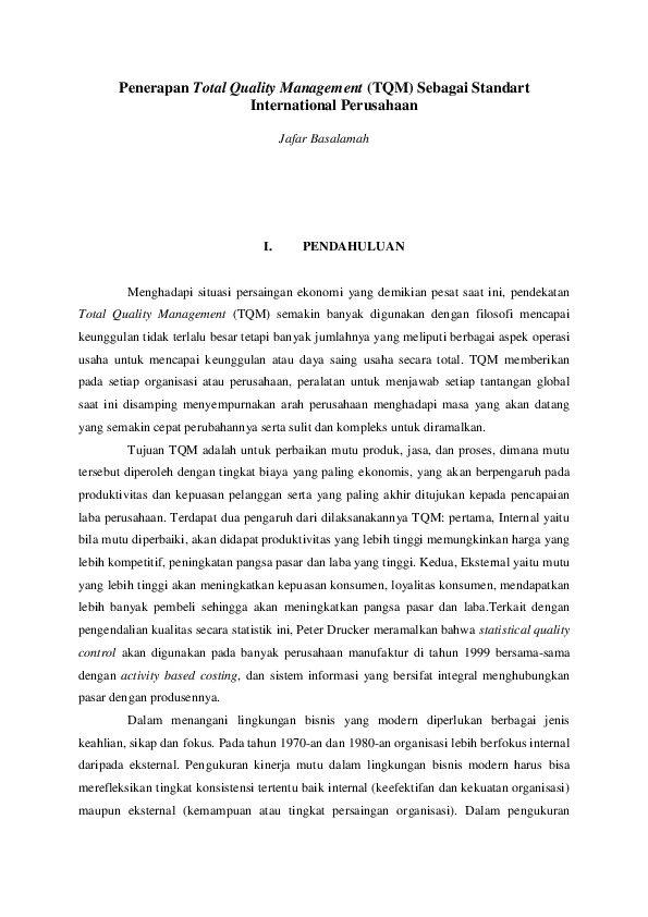 (PDF) Penerapan Total Quality Management (TQM) Sebagai Standart International Perusahaan