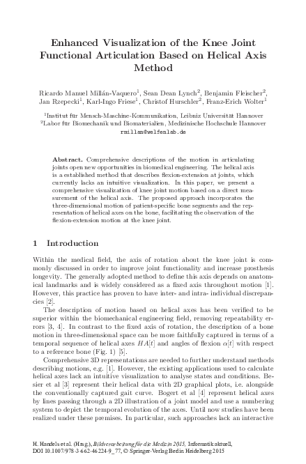 (PDF) Enhanced Visualization of the Knee Joint Functional Articulation Based on Helical Axis Method