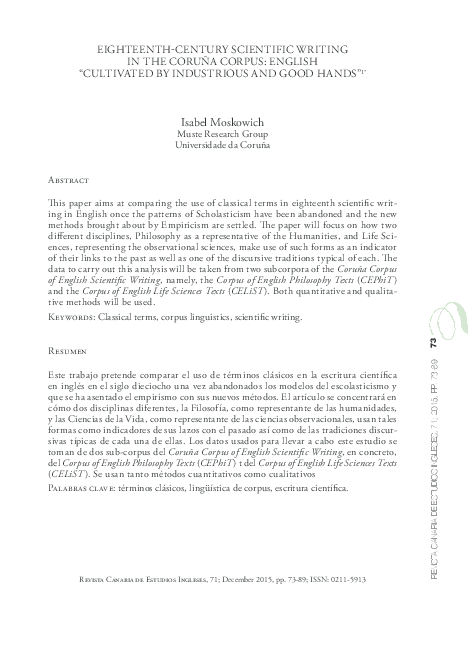 (PDF) Eighteenth-century scientific writing in the Coruña Corpus ...