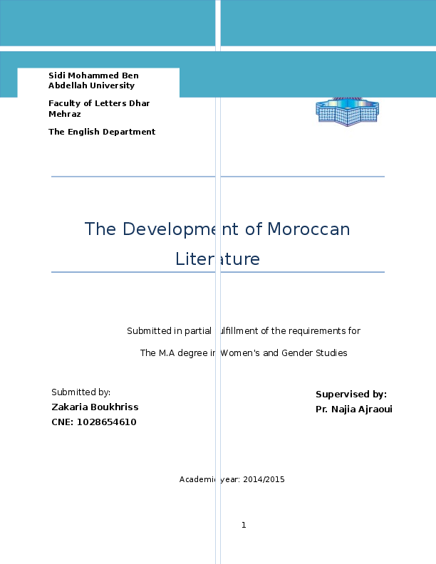 (DOC) The Development of Moroccan Literature