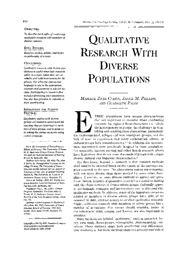 (PDF) Qualitative research with diverse populations