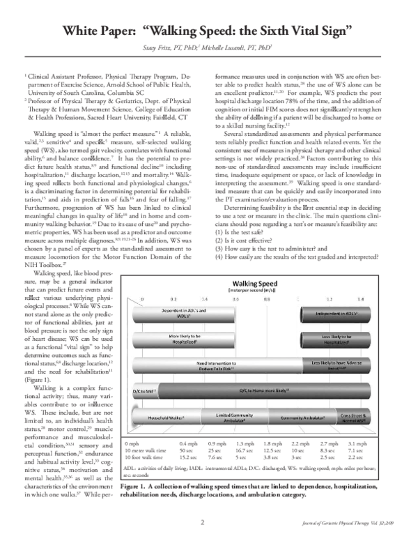 (PDF) White Paper: “Walking Speed: the Sixth Vital Sign”