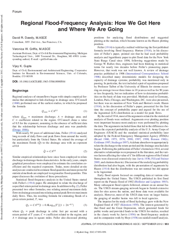 (PDF) Regional Flood-Frequency Analysis: How We Got Here and Where We Are Going