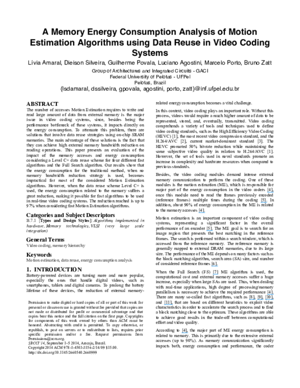 Pdf The Cost Of Data Dependence In Motion Vector Estimation For Reconfigurable Platforms