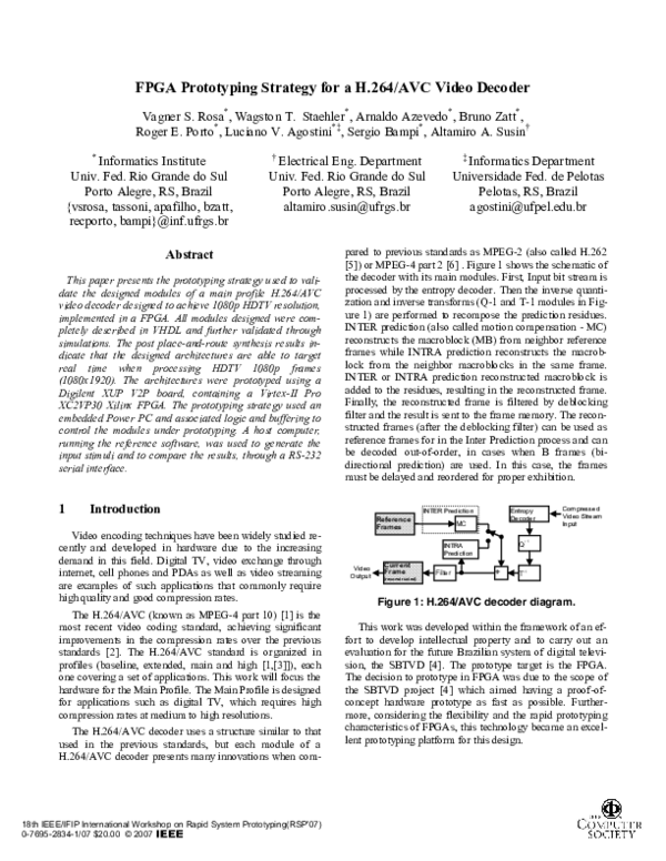 (PDF) FPGA Prototyping Strategy for a H.264/AVC Video Decoder