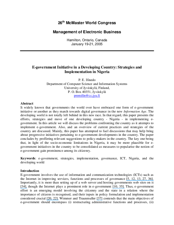 (PDF) E-government Initiative in a Developing Country: Strategies and ...
