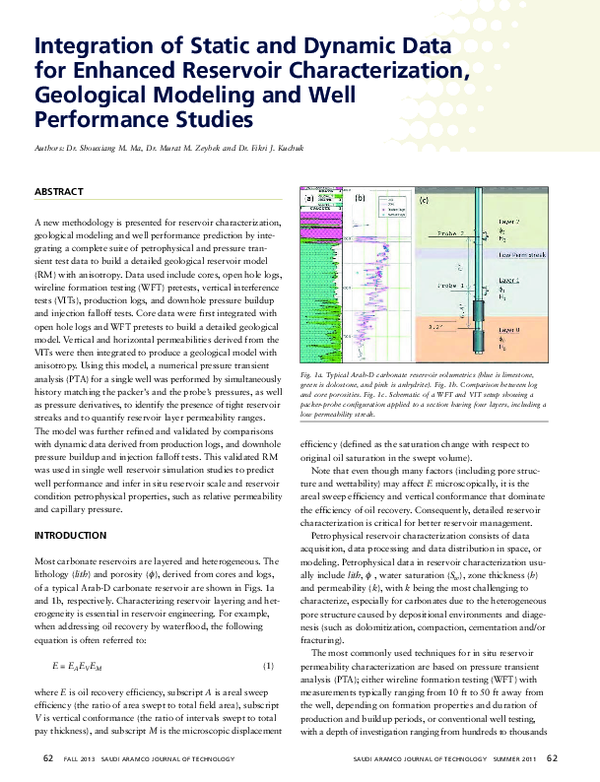 Pdf Integration Of Static And Dynamic Data For Enhanced Reservoir Characterization Geological