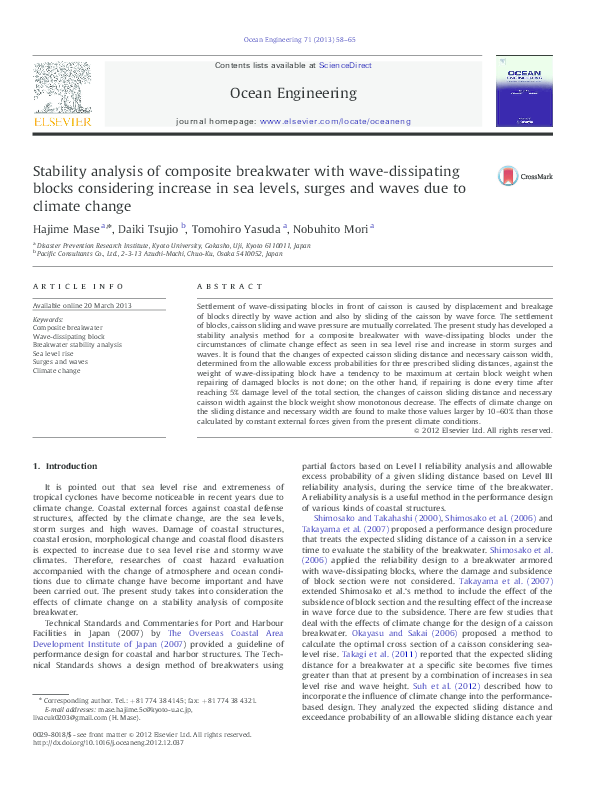(PDF) Stability analysis of composite breakwater with wave-dissipating blocks considering ...