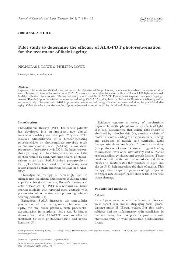 (PDF) Pilot study to determine the efficacy of ALA-PDT photo ...
