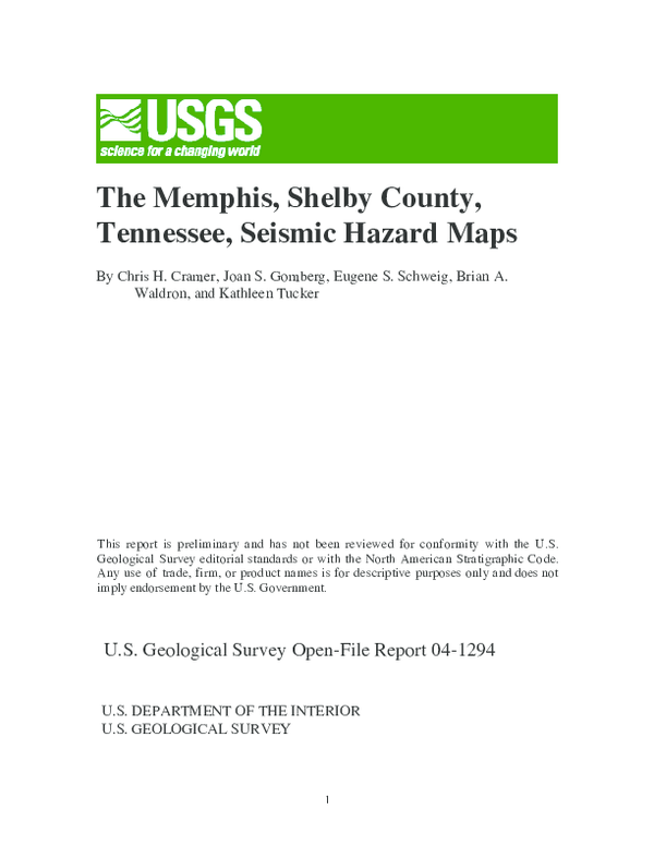 (PDF) The Memphis, Shelby County, Tennessee, Seismic Hazard Maps