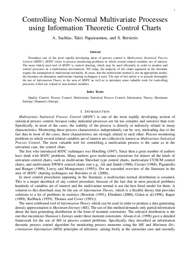 (PDF) Controlling Non-Normal Multivariate Processes using Information ...