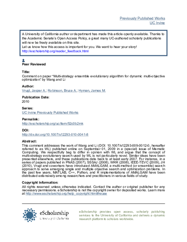 Pdf Comment On Paper Multi Strategy Ensemble Evolutionary Algorithm
