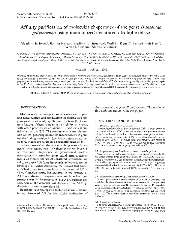 (PDF) Affinity purification of molecular chaperones of the yeast ...