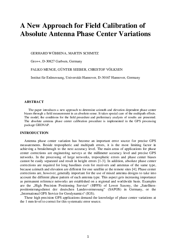 (PDF) A New Approach for Field Calibration of Absolute GPS Antenna ...