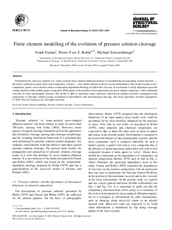 (PDF) Finite element modelling of the evolution of pressure solution ...