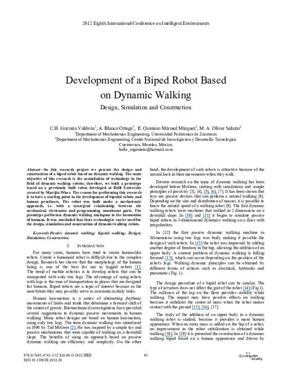 Pdf Development Of A Biped Robot Based On Dynamic Walking Design