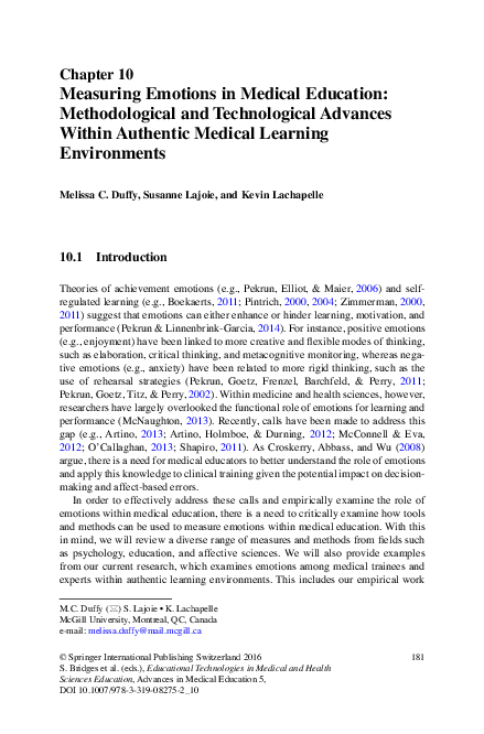 (PDF) Measuring Emotions in Medical Education: Methodological and ...