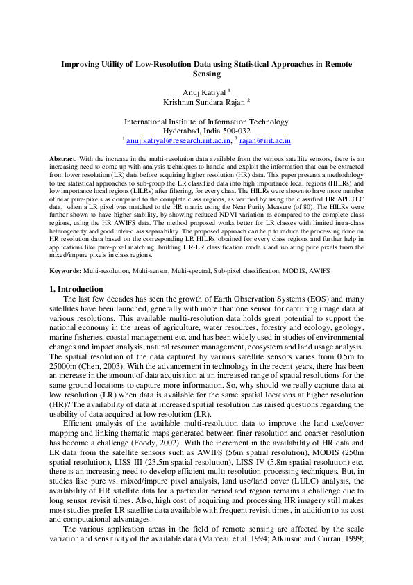 (PDF) Improving Utility of Low-Resolution Data using Statistical ...