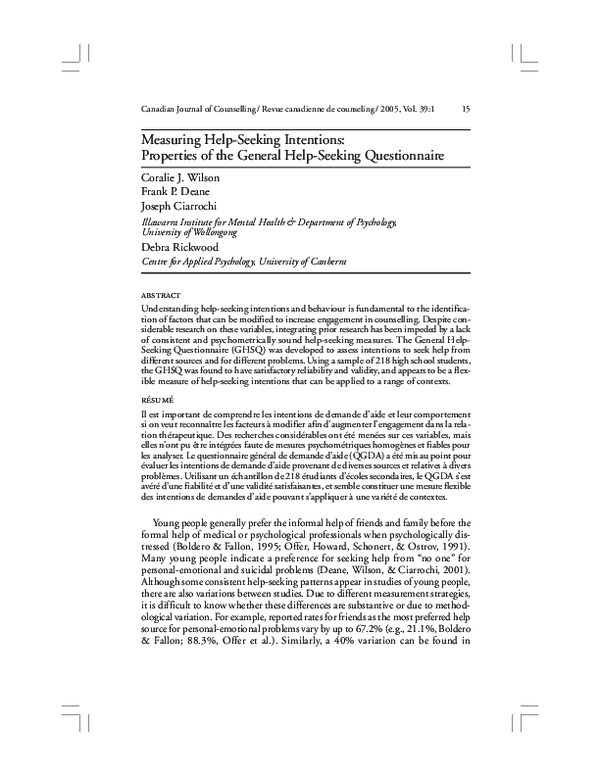 (PDF) Measuring Help-Seeking Intentions: Properties of the General Help ...