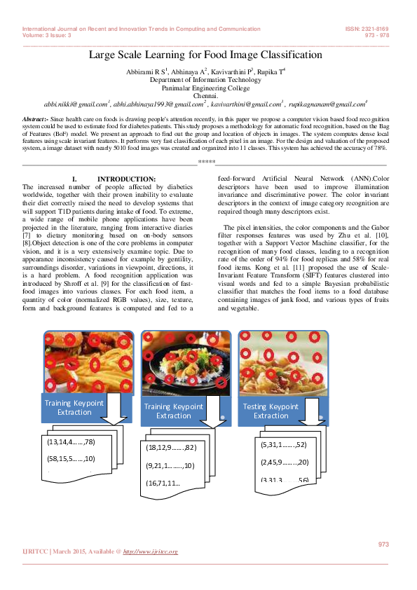 (PDF) Large Scale Learning for Food Image Classification